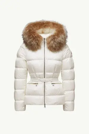 Moncler Boed Hooded Shearling-trimmed Short Down Jacket - White