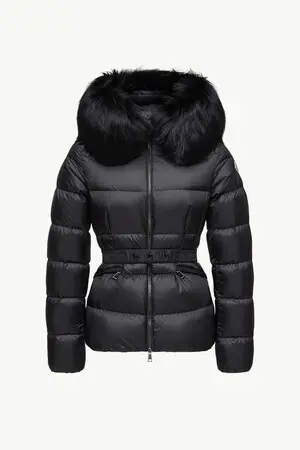 Moncler Boed Hooded Shearling-trimmed Short Down Jacket - Black