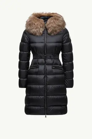 Moncler Boedic Hooded Shearling-trimmed Long Down Jacket - Black