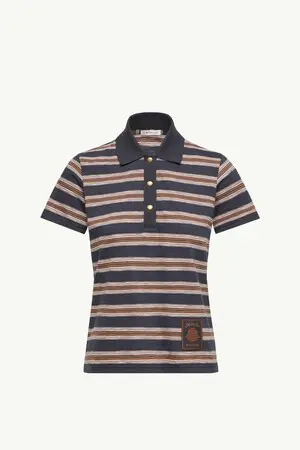 Moncler Striped Cotton Polo Shirt - Blue