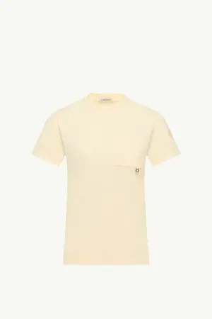 Moncler Metal Logo Cotton T-shirt - Yellow