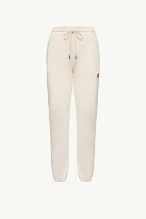 Moncler Logo Cotton Blend Fleece Sweatpants - White