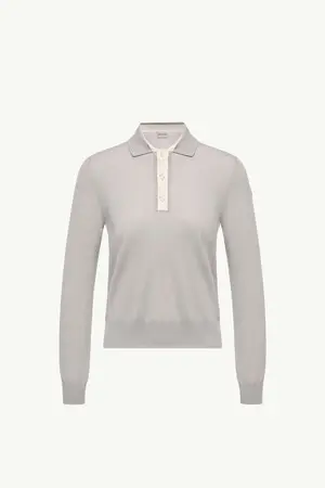Moncler Wool Long Sleeve Polo Shirt