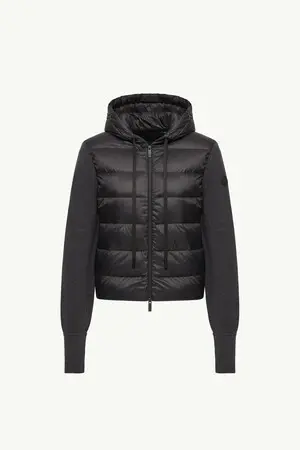 Moncler Wool Hooded Padded Zip-up Cardigan - Grey