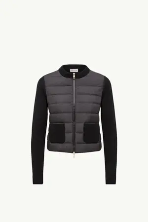 Moncler Wool Padded Zip-up Cardigan - Black