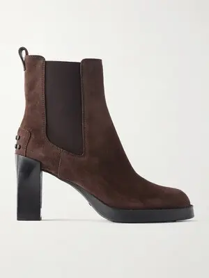 TOD'S Suede Elasticated Ankle Boots - Brown
