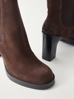 TOD'S Suede Elasticated Ankle Boots - Brown