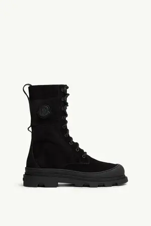 Moncler Vera High Suede Lace-up Boots - Black