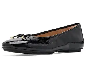 Fitflop FitFlop Delicato Bow Textured Patent-Leather Ballet Flats Black