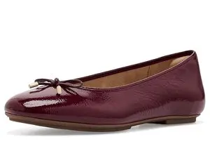 FITFLOP Delicato Bow Textured Patent-leather Ballet Flats Women's Dress Flat Shoes Dark Merlot