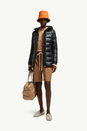 Moncler Glements Hooded Mid-length Down Jacket - Black