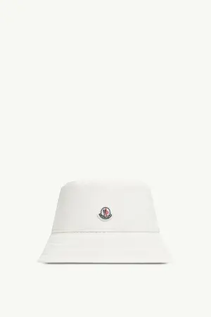 Moncler Cotton Blend Bucket Hat - White