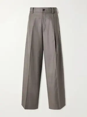 SSSTEIN Wool Pleated Wide-leg Pants - Gray