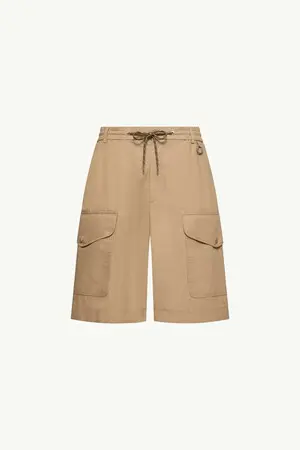 Moncler Cotton Poplin Cargo Shorts - Beige