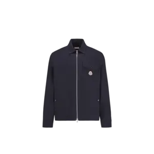 Moncler Cotton Blend Gabardine Shirt Jacket - Blue