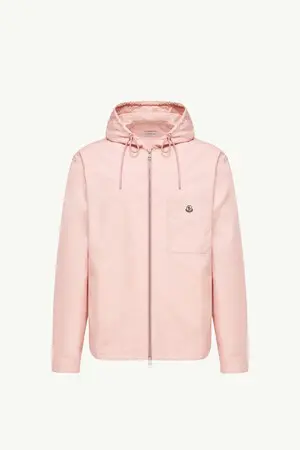 Moncler Cotton Blend Poplin Hooded Shirt Jacket - Pink