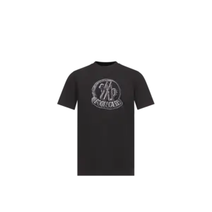 Moncler Sketch Embroidered Logo Cotton T-shirt - Black