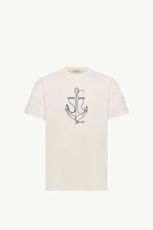 Moncler Embroidered Cotton T-shirt - White