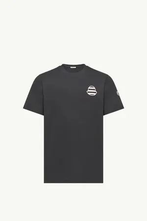 Moncler Striped Logo Cotton Jersey T-shirt - Blue