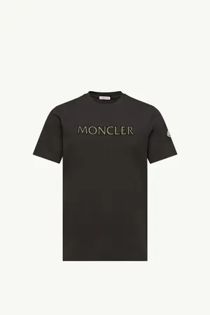 Moncler Logo Print Cotton T-shirt - Black