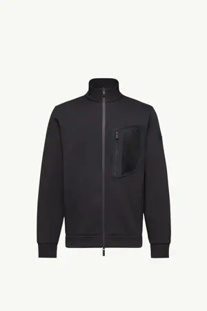 Moncler Logo Cotton Zip-up Sweatshirt - Black