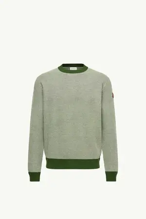 Moncler Leather Logo Cotton Sweater - Green