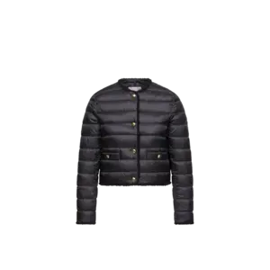Moncler Fleurs Bouclé-trimmed Short Down Jacket - Black