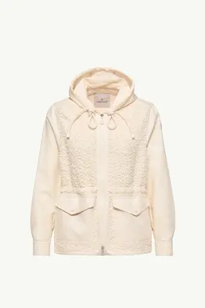 Moncler Erable Bouclé Hooded Jacket - White