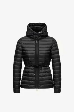 Moncler Raie Hooded Short Down Jacket With Grosgrain Detail - Black