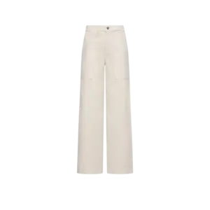 Moncler Leather Logo Cotton Pants - Beige
