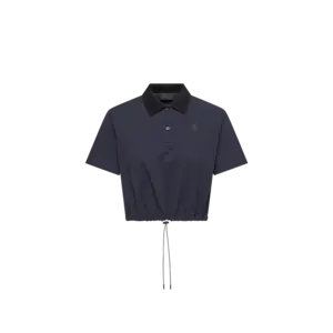Moncler Cropped Cotton Piquet Polo Shirt - Blue