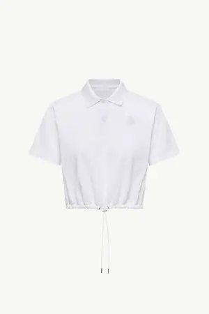 Moncler Cropped Cotton Piquet Polo Shirt - White