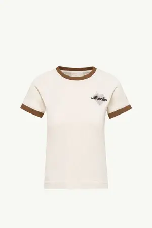 Moncler Heart Logo Cotton T-shirt - Beige