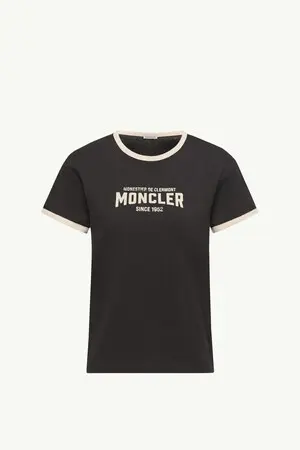 Moncler Flock Logo Jersey T-shirt - Black