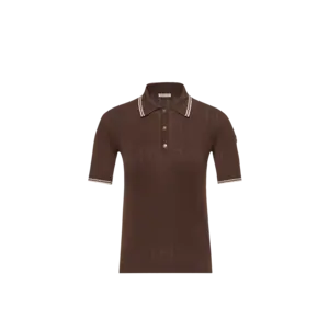 Moncler MONCLER COLLECTION Rhombus & Logo Pattern Cotton Polo Shirt Brown