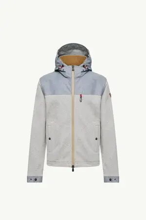 Moncler Cotton & Chambray Zip-up Hooded Sweatshirt