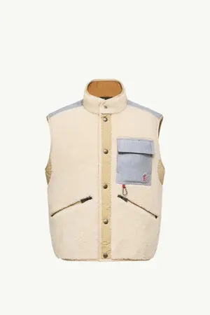 Moncler Teddy & Chambray Vest - Beige