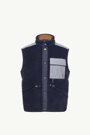 Moncler Teddy & Chambray Vest - Blue