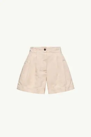 Moncler Cotton & Linen Blend Shorts - Beige