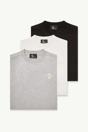 Moncler Logo Patch Cotton Blend T-shirt - Multicolor