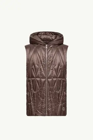 MONCLER + RICK OWENS X Rick Owens Geocamo Ziplock Hooded Down Vest - Brown