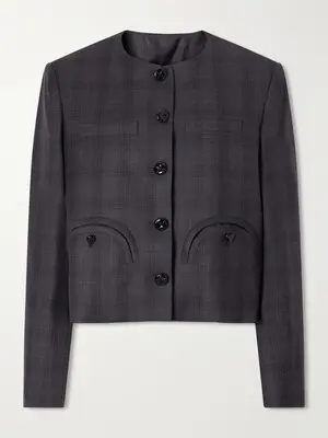 BLAZÉ MILANO Shamo Cropped Prince Of Wales Wool Bolero - Gray