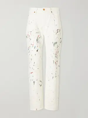 JAMIE HALLER The Slouch Paint-splattered Low-rise Boyfriend Jeans - Gray