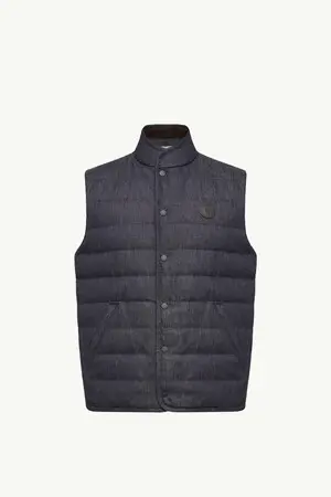 Moncler Liorane Denim Down Vest - Blue