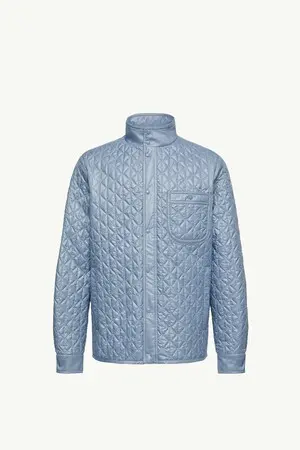 Moncler Cleorine Geometric-quilted High Neck Jacket - Blue