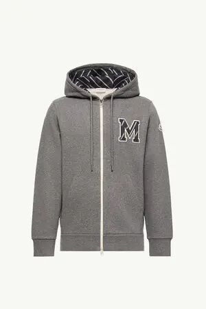 Moncler Monogram Cotton Zip-up Hoodie - Grey