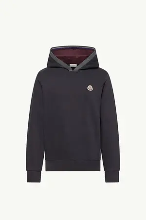 Moncler Brushed Cotton Logo Hoodie - Blue