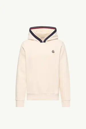 Moncler Brushed Cotton Logo Hoodie - Beige