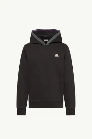 Moncler Brushed Cotton Logo Hoodie - Black