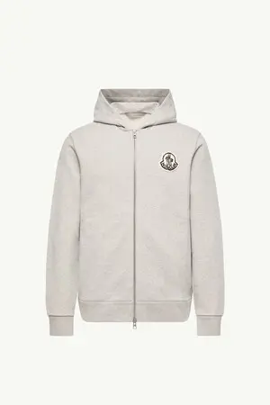 Moncler Sketched Logo Zip-up Cotton Hoodie - Grey